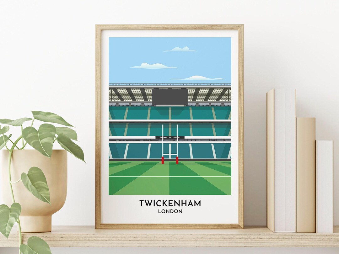 England National Rugby Art Print, Twickenham Stadium Minimalist Graphic ...