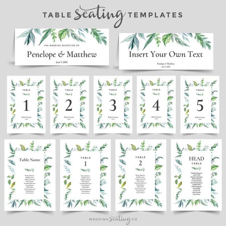 Wedding Table Seating Chart Number Cards Printable Download Templates ...