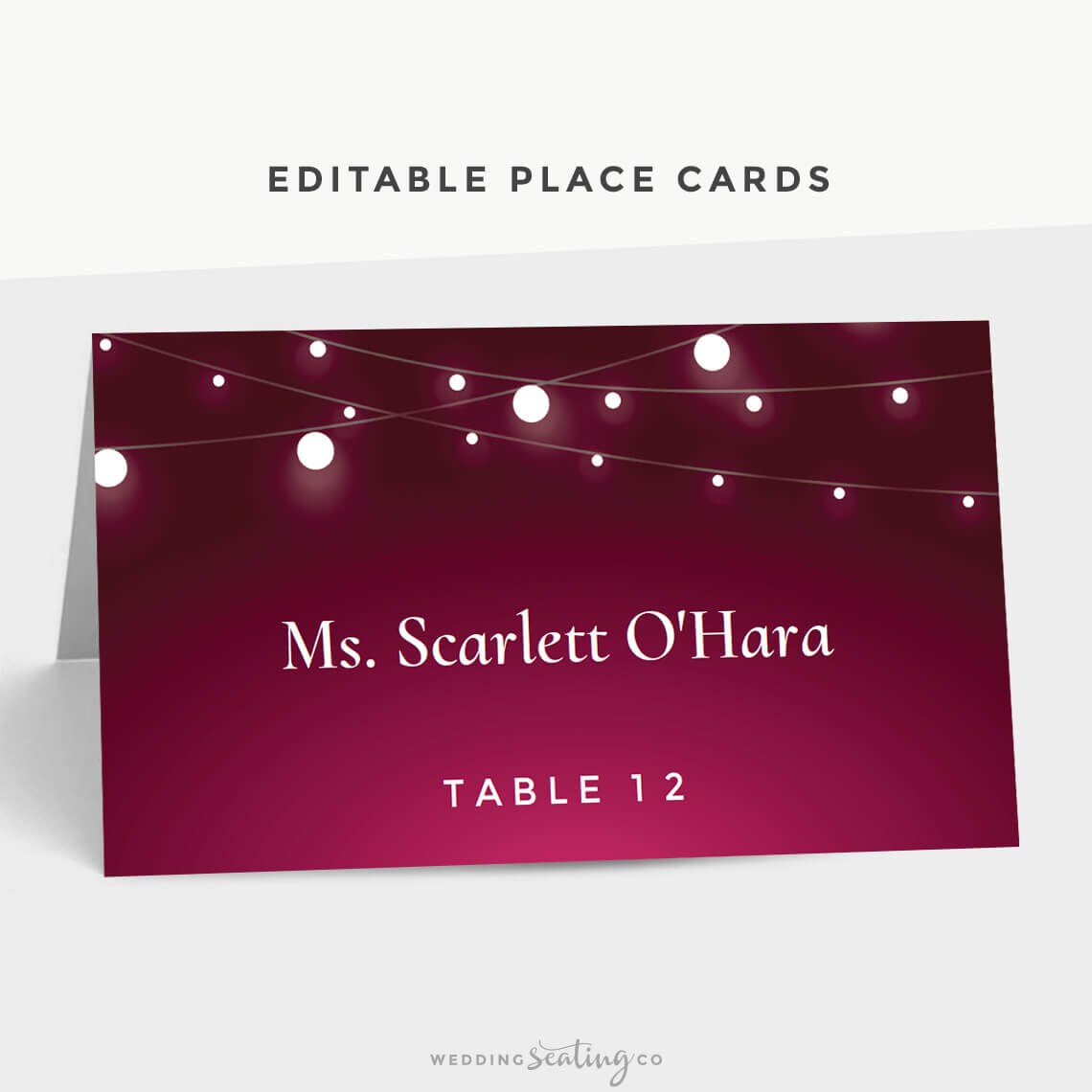 Personalized Place Cards, Name Tent Cards, Night Evening Dinner Lights ...