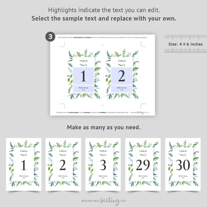 Wedding Table Seating Chart Number Cards Printable Download Templates ...