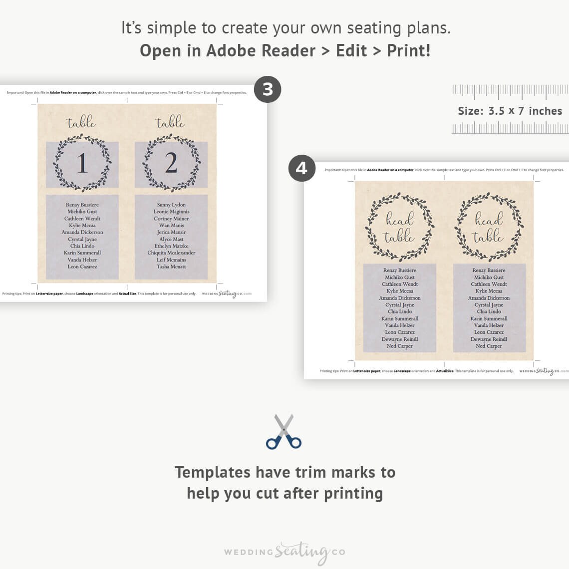 Rustic Wedding Table Numbers Editable Template Printable Kraft - Etsy