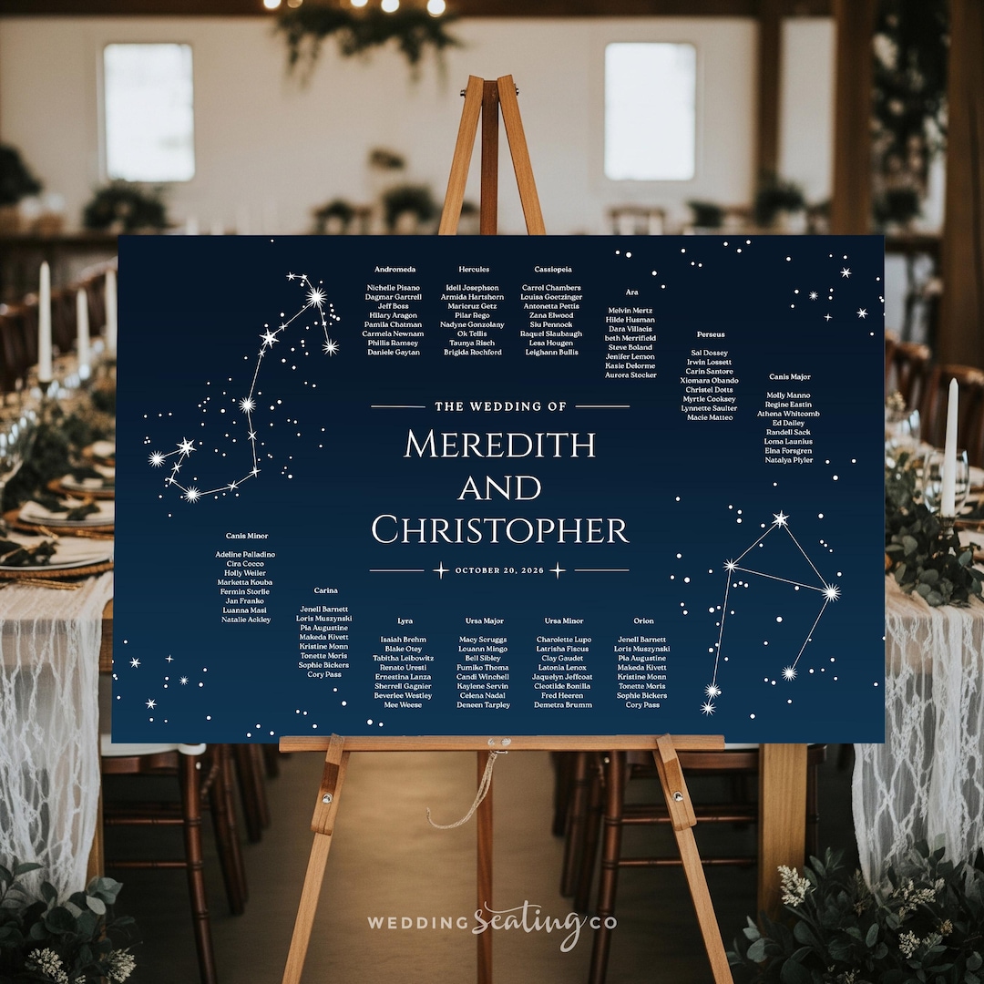 Constellation Wedding Seating Chart, Star Map Night Sky Seating Plan ...