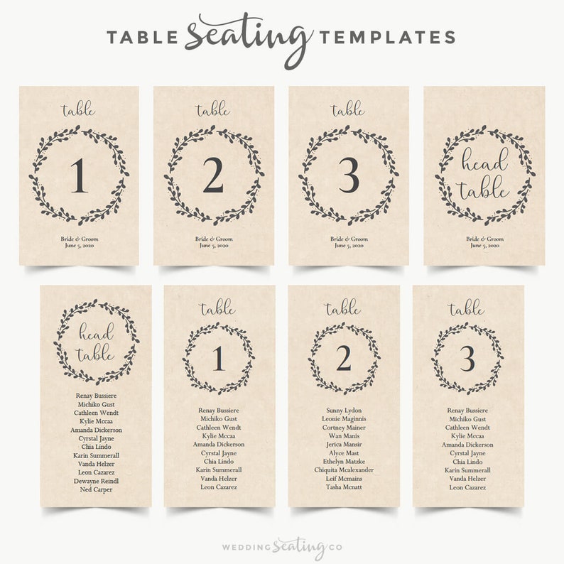 Rustic Wedding Table Numbers Editable Template Printable Kraft - Etsy