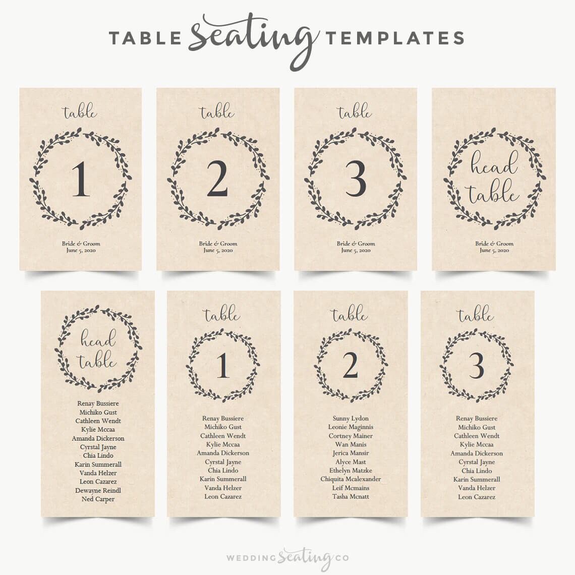 Rustic Wedding Table Numbers Editable Template Printable Kraft - Etsy