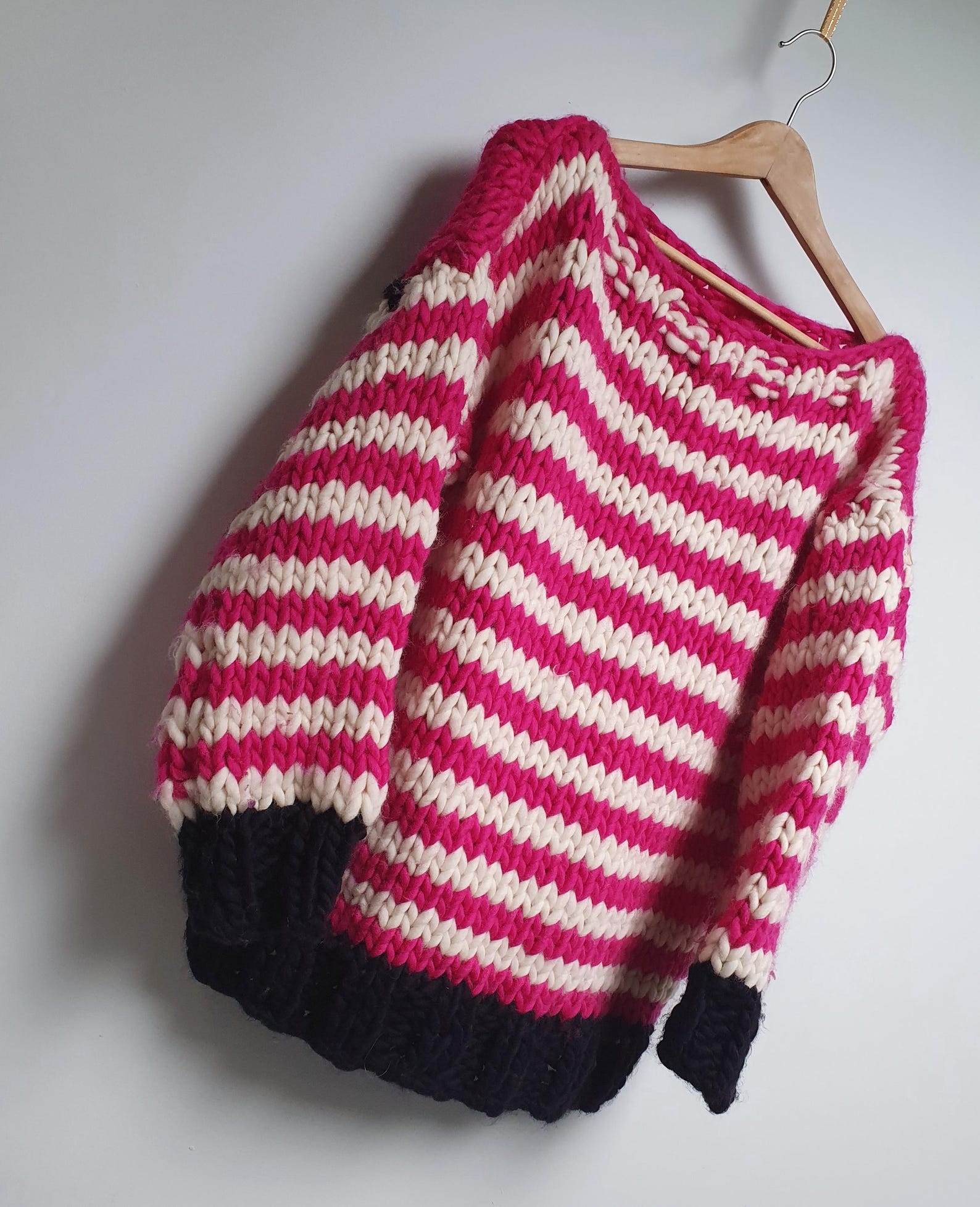Super Chunky Stripe Oversize Jumper, Pdf Knitting Pattern, Size S/M, M ...