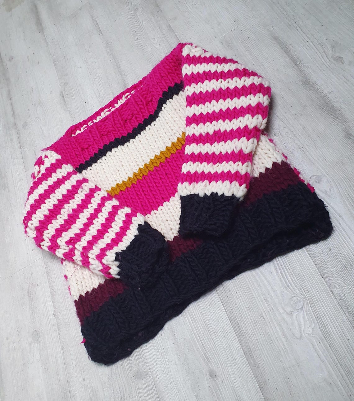 Super Chunky Stripe Oversize Jumper, Pdf Knitting Pattern, Size S/M, M ...
