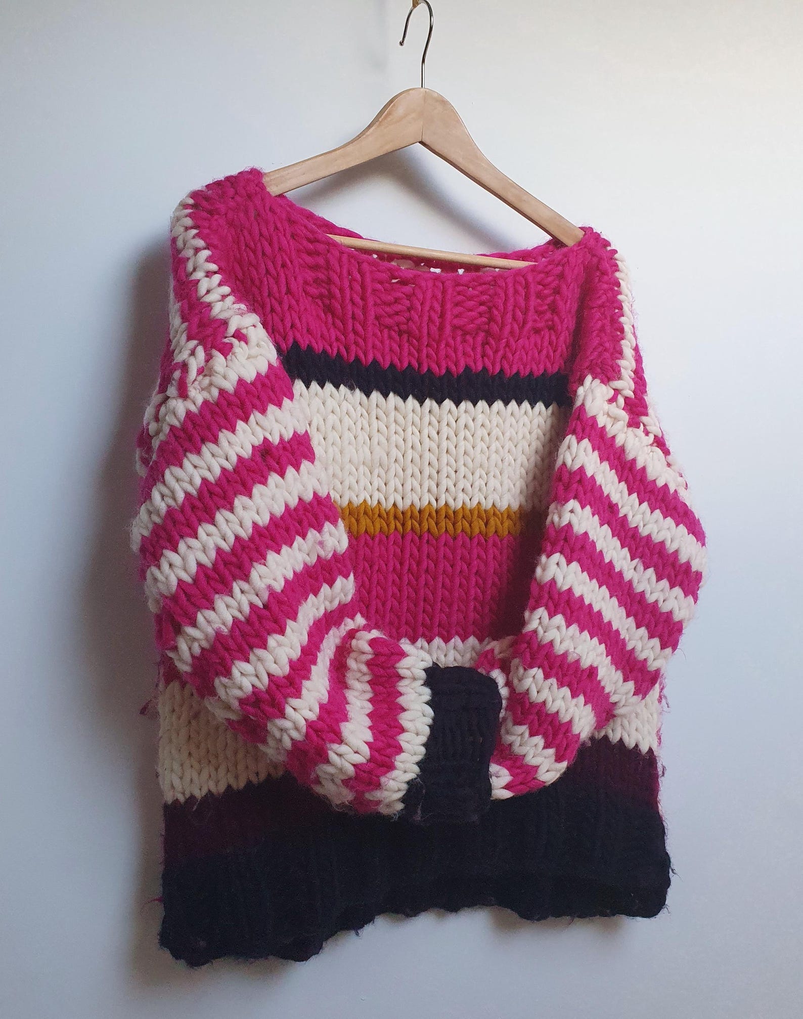 Super Chunky Stripe Oversize Jumper, Pdf Knitting Pattern, Size S/M, M ...