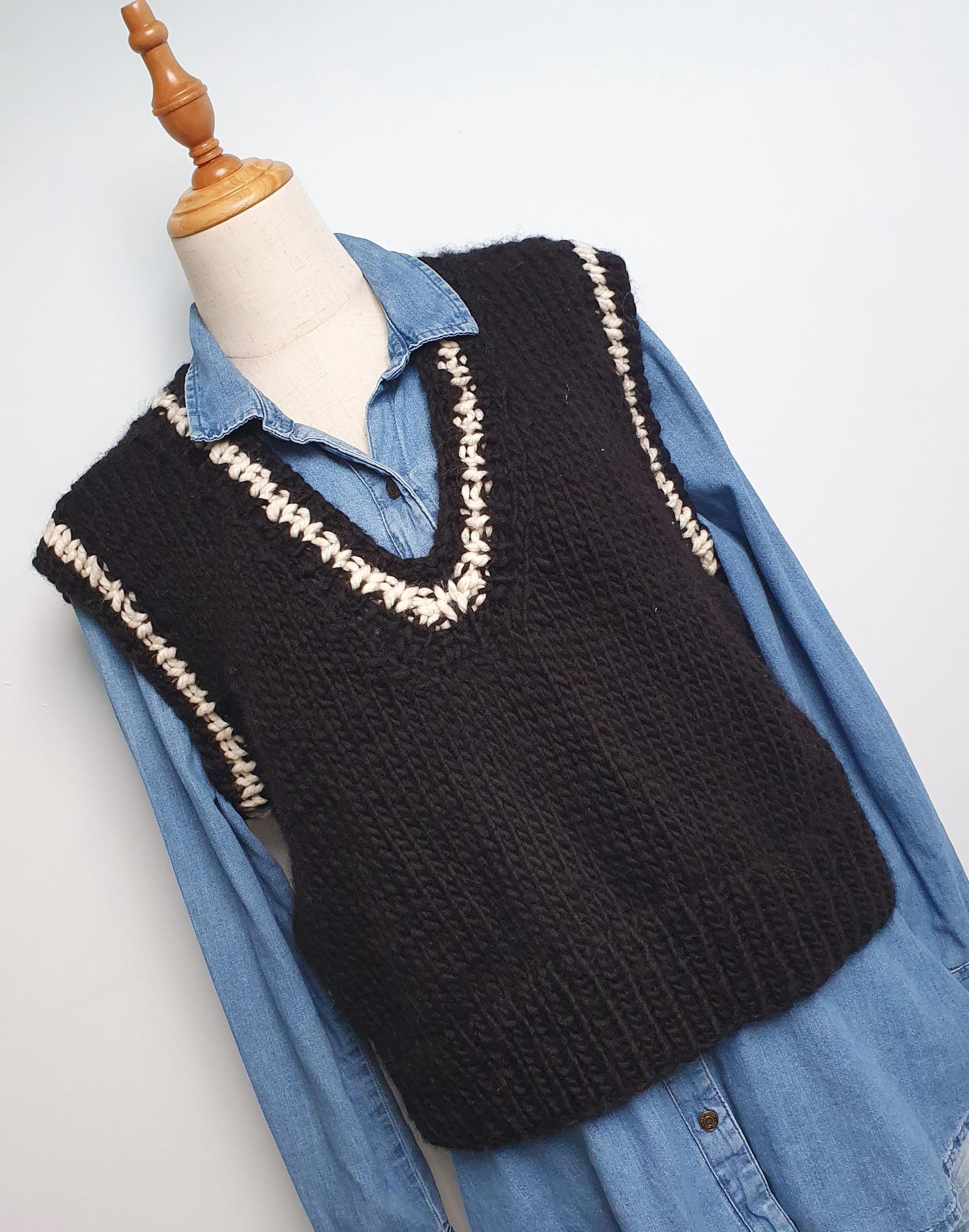 Chunky Deep V-neck Knitted Tank, PDF Knitting Pattern, Sizes XS - XL ...