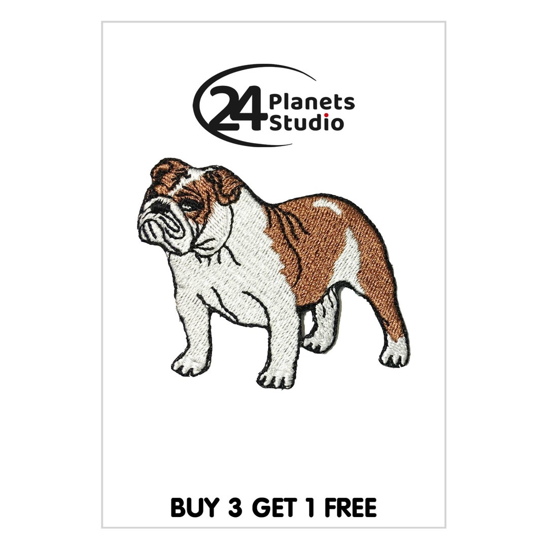 English Bulldog Iron on Patch by 24planetsstudio Cute Applique Cute ...