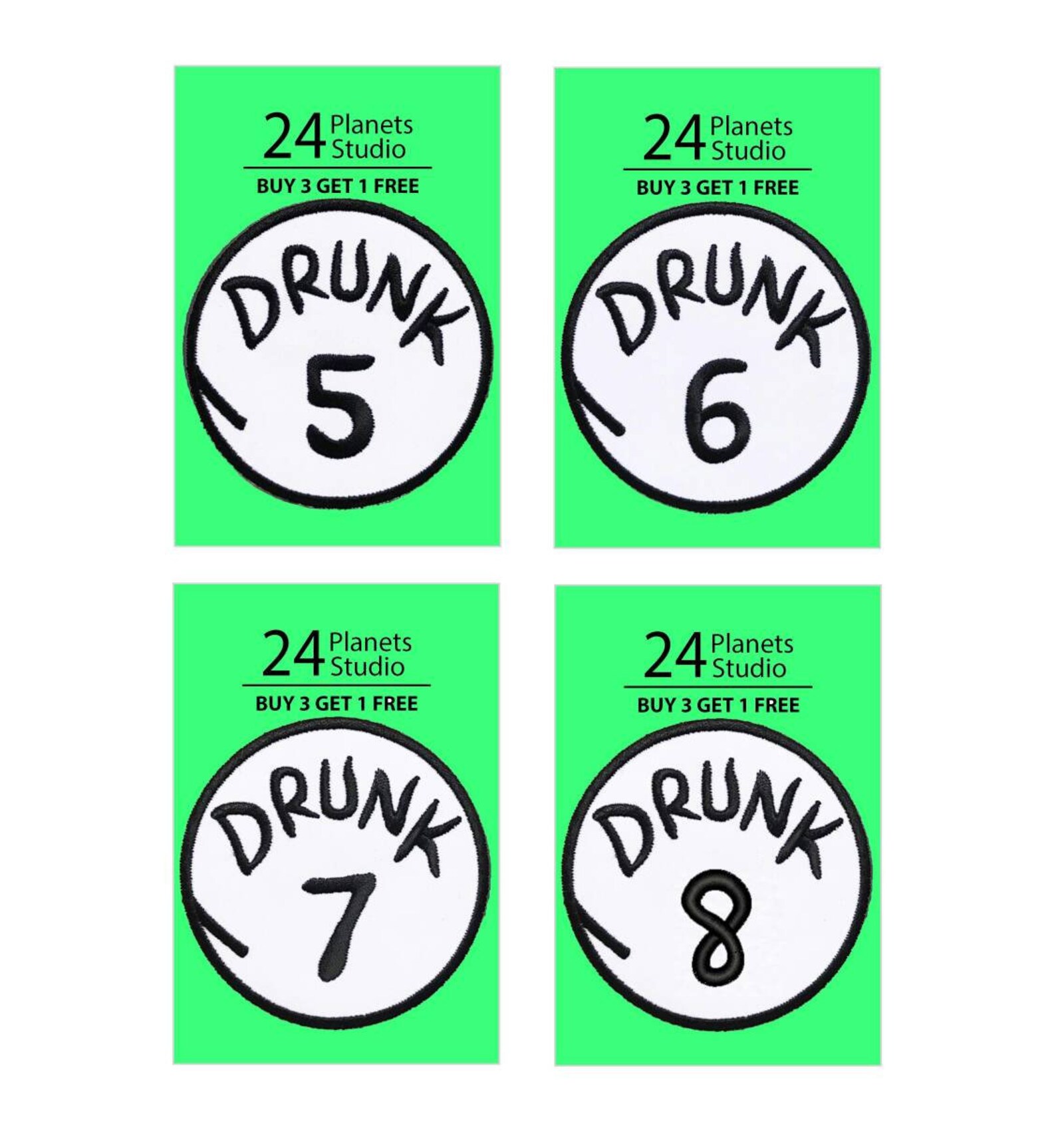 Iron on Patch Drunk 1 Drunk 2 by 24PlanetsStudio size 3.1 | Etsy