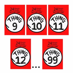 Iron on Patch - Thing 1 Thing 2 by 24planetsstudio (size 3.1 Inches) - Etsy
