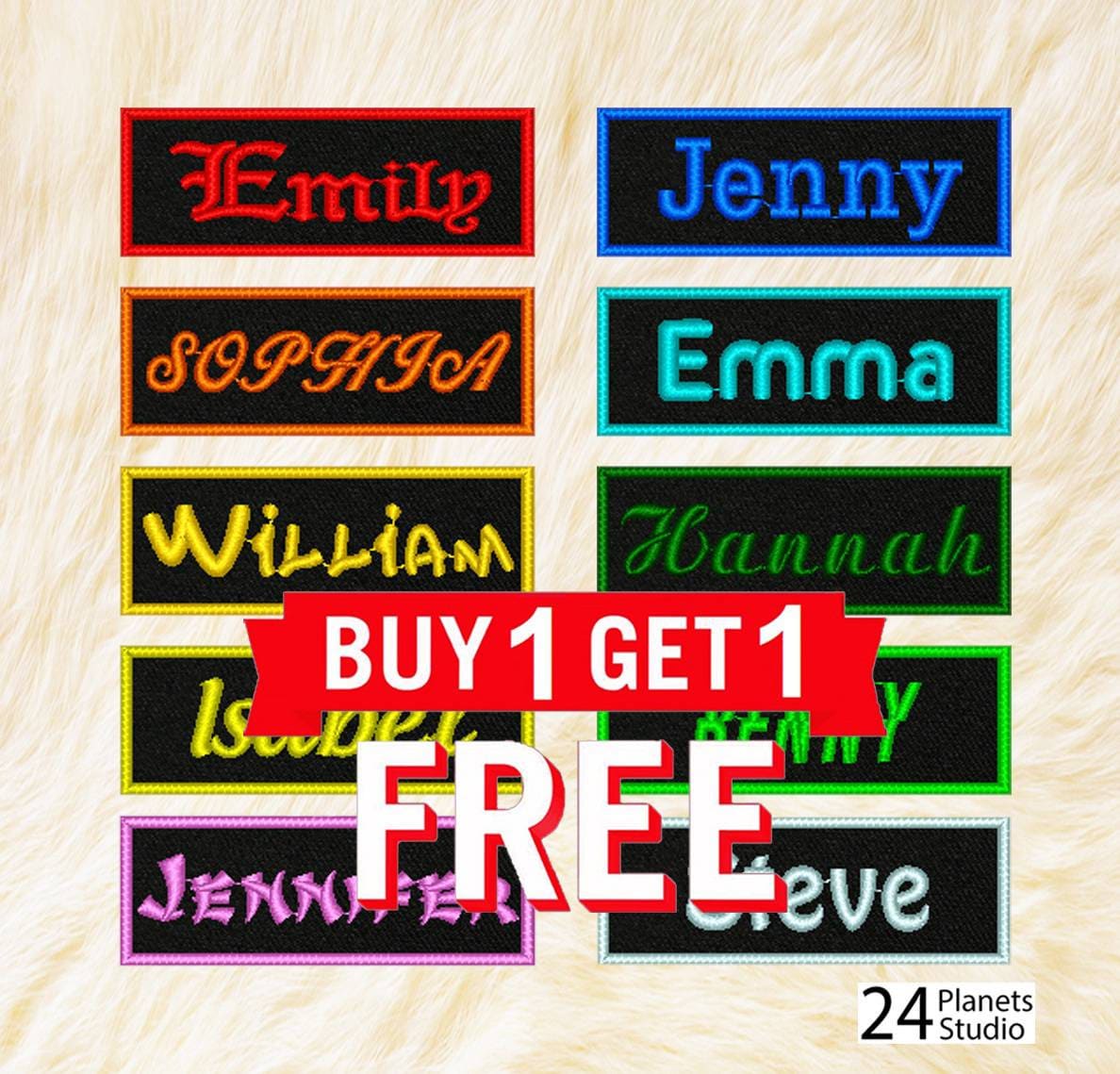 Custom Personalized Rectangle Iron on Patch by 24planetsstudio - Etsy