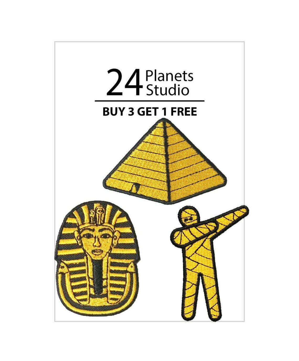 Ancient Egypt Golden Pharaoh Pyramid Mummy DAB Iron on Patch | Etsy
