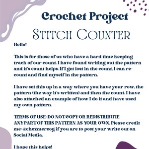 Stitch Counter Printable, PDF Download, Crochet Stitch Tracker - Etsy