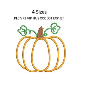 Pumpkin Embroidery Design Fall Outline Machine Embroidery Pattern 4 ...