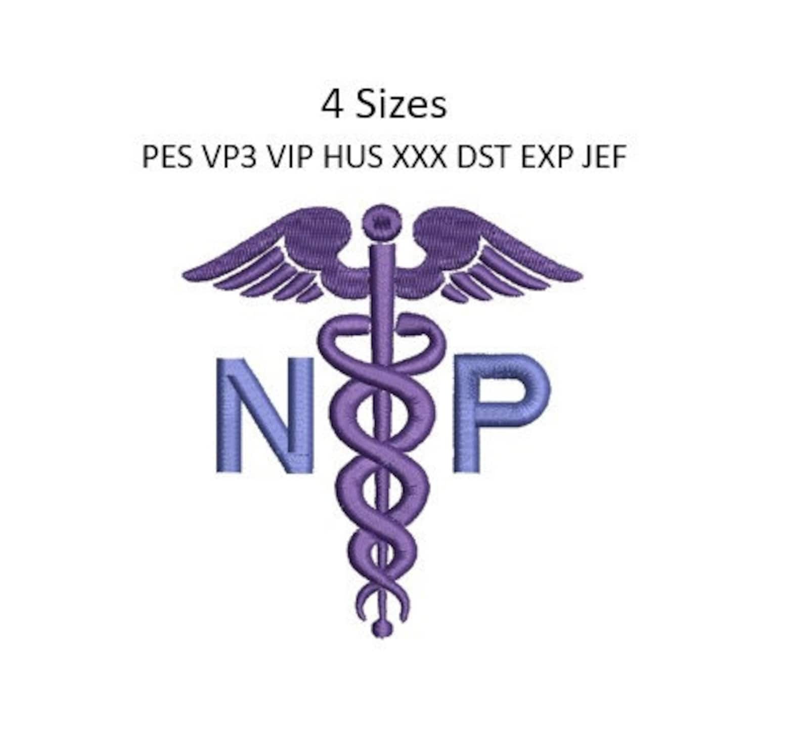 Caduceus Embroidery Design NP Nurse Doctor Scrub Machine Embroidery ...