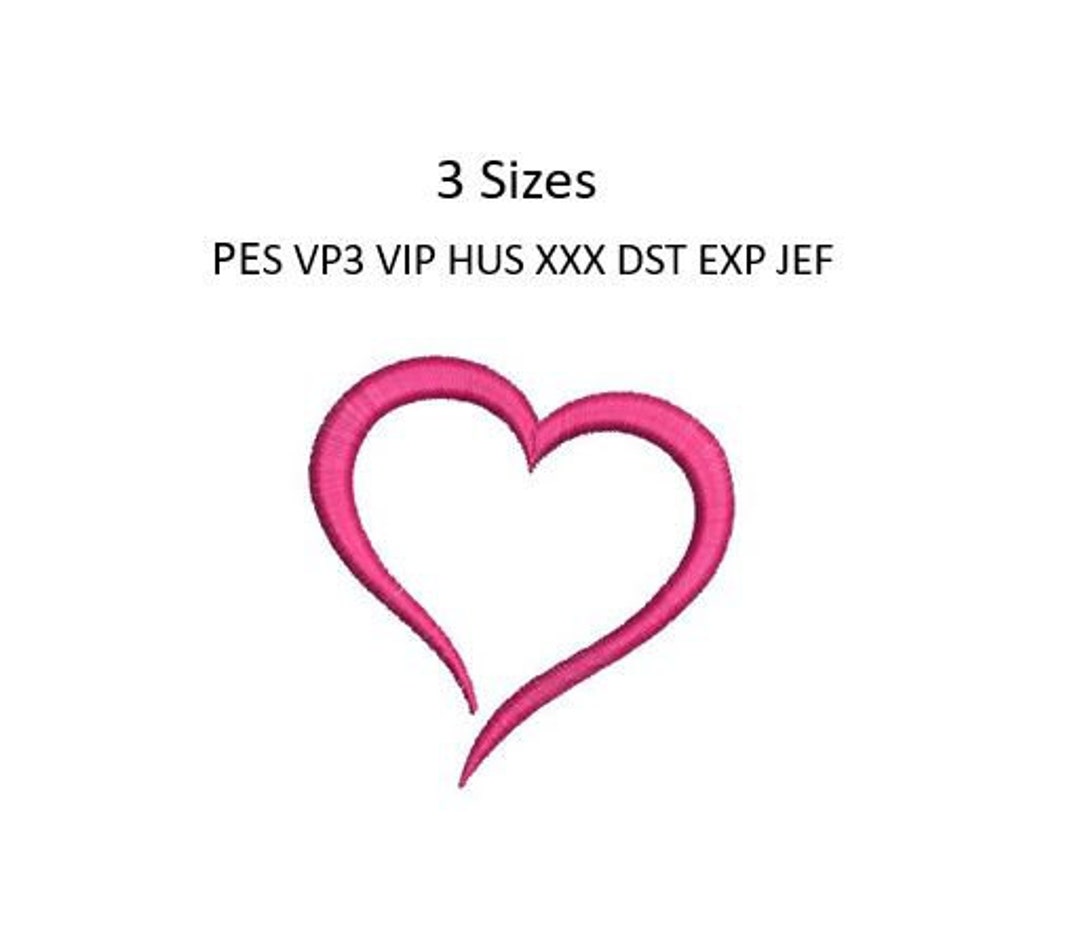 Heart Outline Machine Embroidery Hat Design Pattern 3 Sizes 4x4 Hoop ...