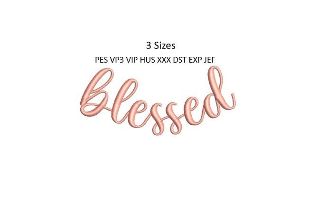 Blessed Embroidery Design Script Religious Christian Collar Cuff ...