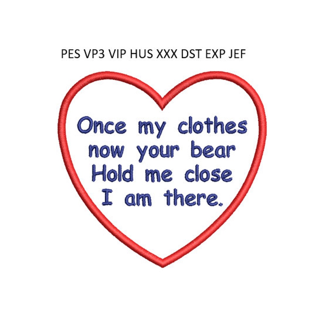 Memory Bear Embroidery Design Chest Heart Memorial Machine Embroidery ...