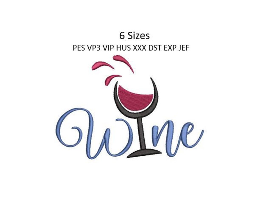 Wine Embroidery Design Towel Machine Embroidery Pattern 6 Sizes ...