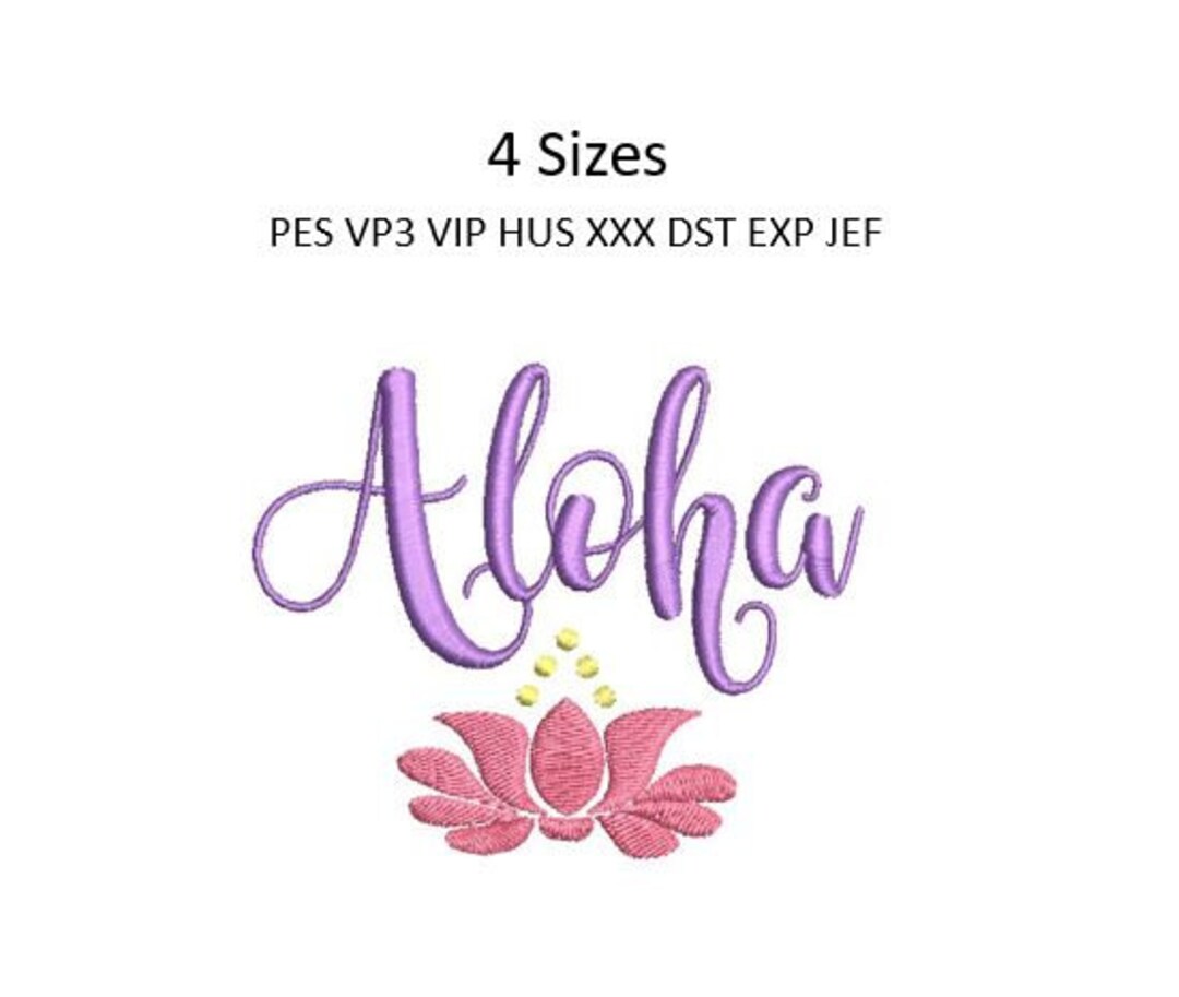 Aloha Embroidery Design Hawaii Flower Shirt Machine Pattern 4 Sizes 4x4 ...