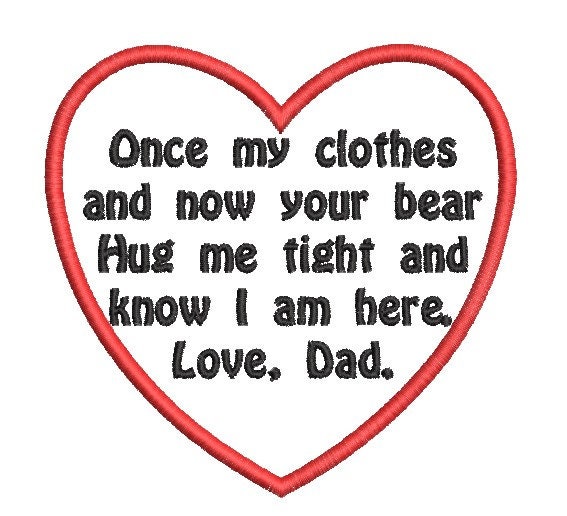 Dad Memory Bear Embroidery Design Chest Heart Dad Grandfather Memorial ...