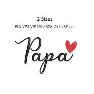 Papa Embroidery Design Heart Script Dad Daddy Machine Embroidery ...
