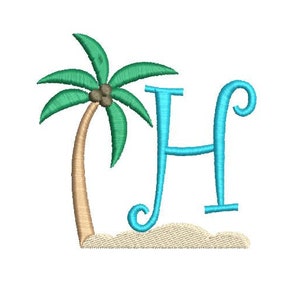 Palm Tree Palmtree Monogram Embroidery Design Set Alphabet Font Towel ...