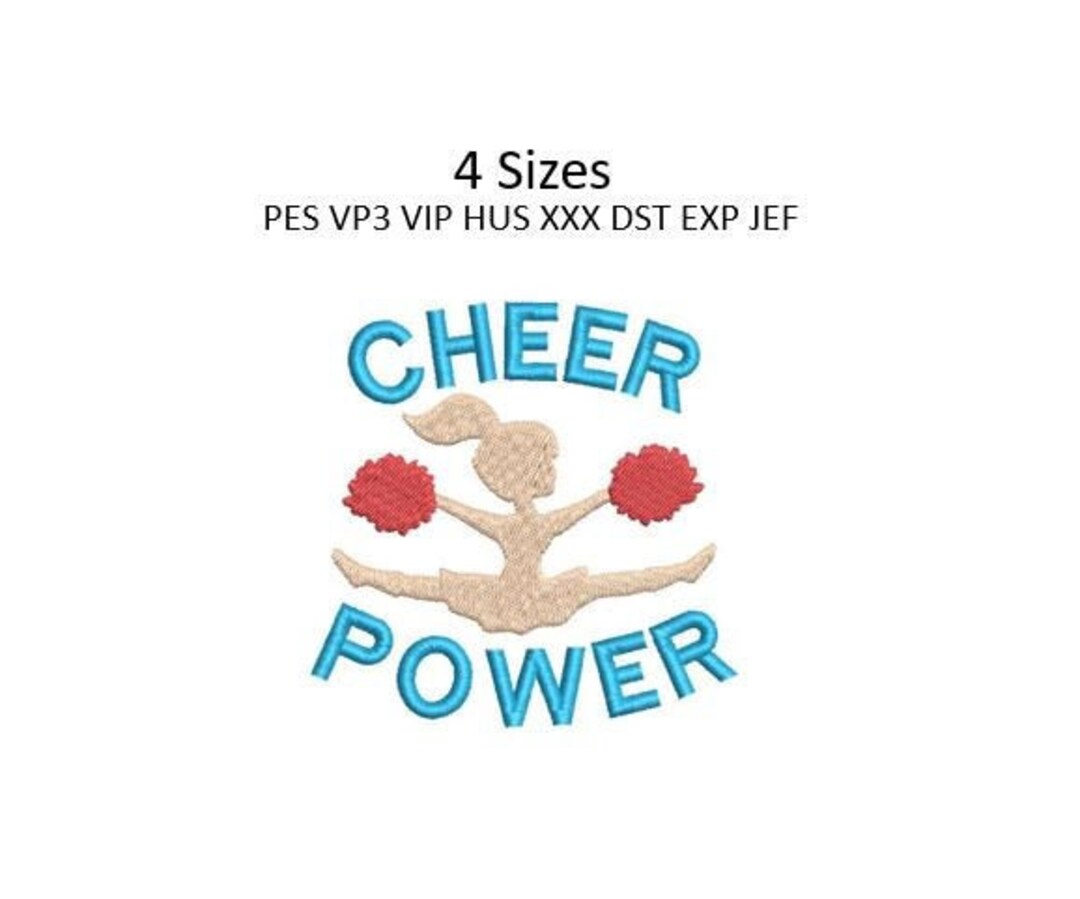 Cheerleader Embroidery Design Cheer Power Towel Machine Pattern 4x4 ...