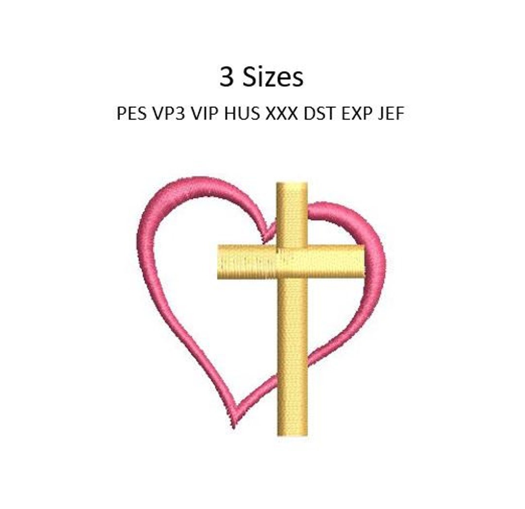 Mini Christian Cross Embroidery Design Heart Crucifix Pillow Religious ...