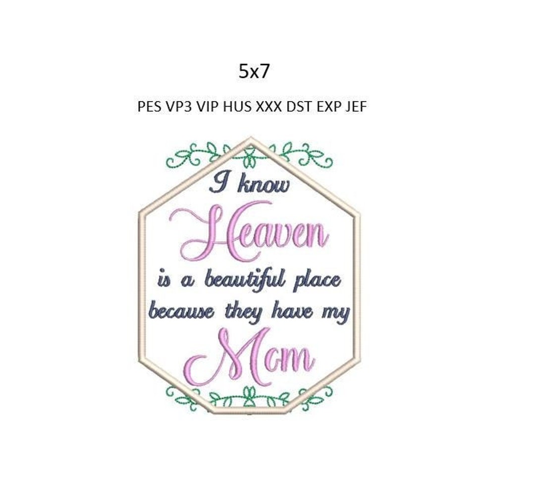 Mom Memorial Memory Embroidery Design Mother Pillow Machine Embroidery ...
