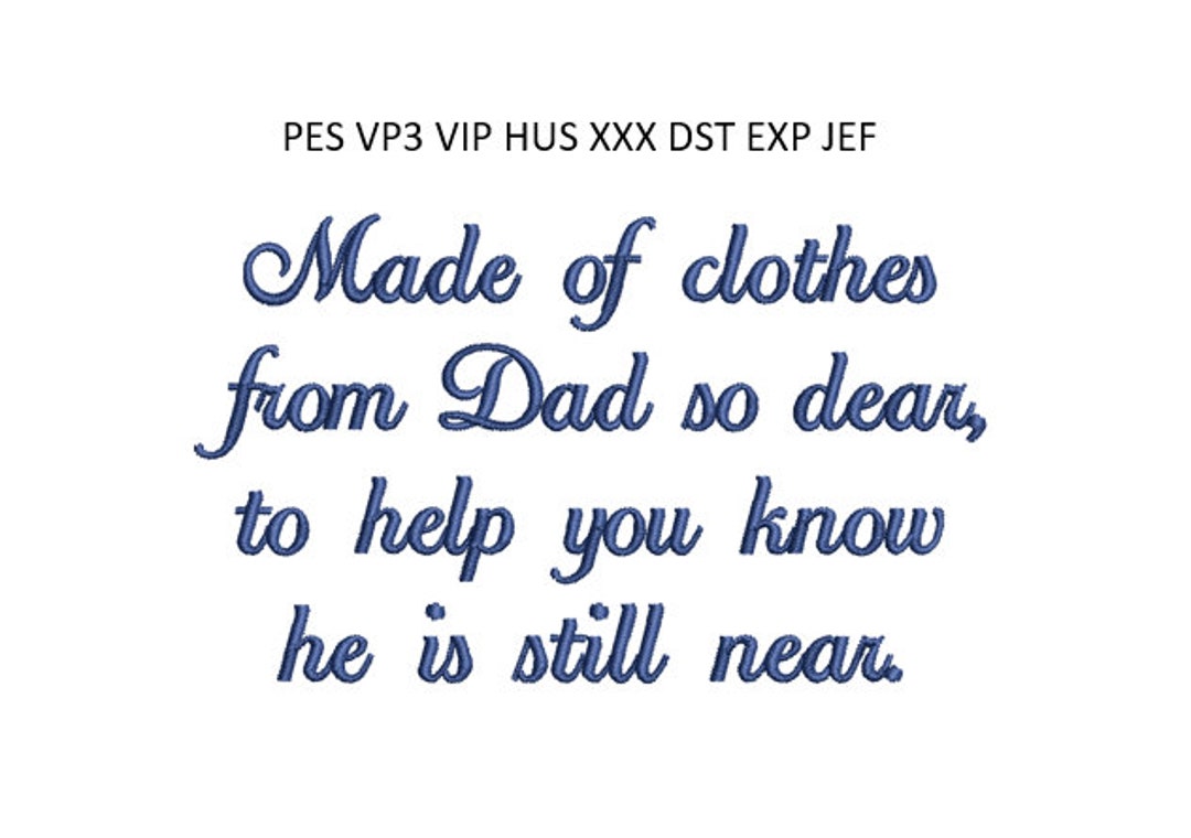 Dad Clothes Memory Embroidery Design, Dad Memorial Machine Embroidery ...