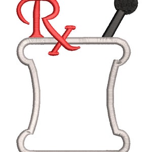 RX Mortar and Pestle Embroidery Design Pharmacy Pharmacist Monogram ...
