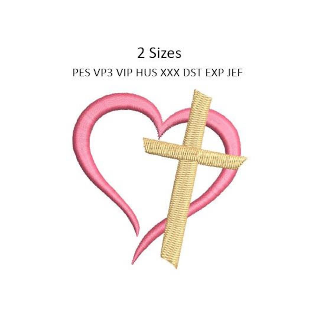 Cross Heart Christian Embroidery Design Crucifix Religious Towel ...