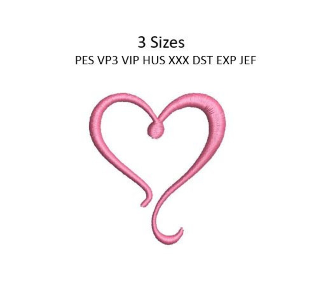 Mini Heart Outline Machine Embroidery Fancy Heart Small Hat Embroidery ...