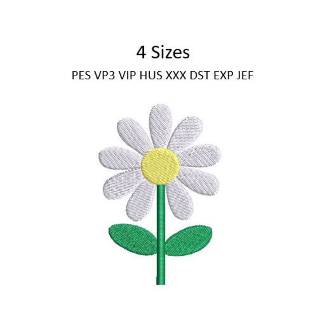 Daisy Embroidery Design Flower Machine Embroidery Pattern 4 Sizes 4x4 ...