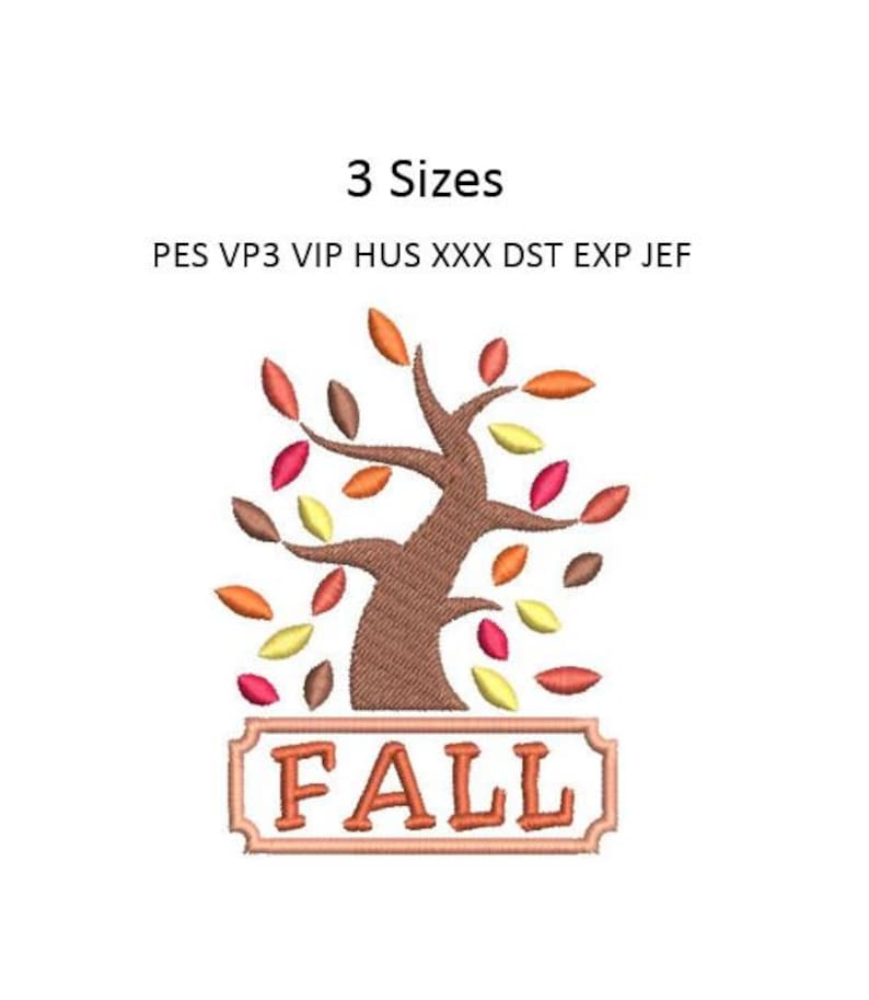 Fall Tree Embroidery Design Towel Autumn Leaves Machine - Etsy