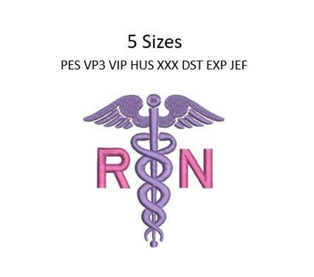 Caduceus Embroidery Design RN Nurse Doctor Scrub Machine Pattern 4x4 ...