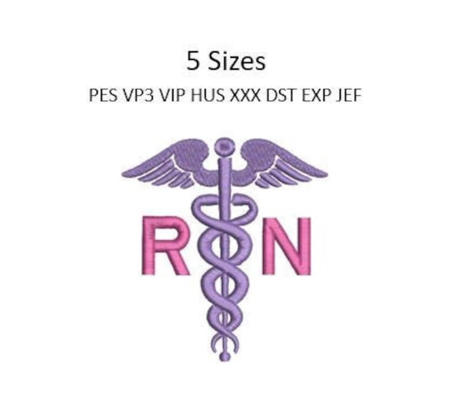 Caduceus Embroidery Design RN Nurse Doctor Scrub Machine Embroidery ...