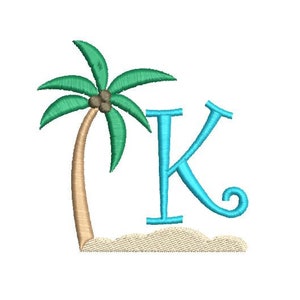 Palm Tree Palmtree Monogram Embroidery Alphabet Font Towel Machine ...