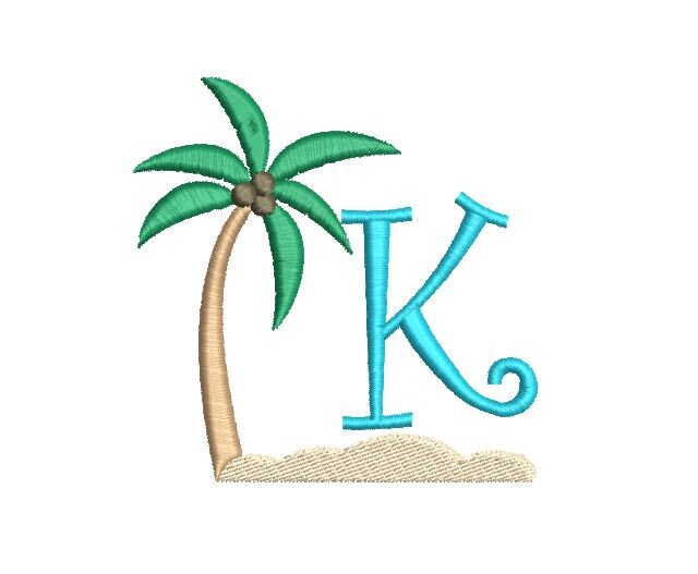 Palm Tree Palmtree Monogram Embroidery Design Set Alphabet Font Towel ...