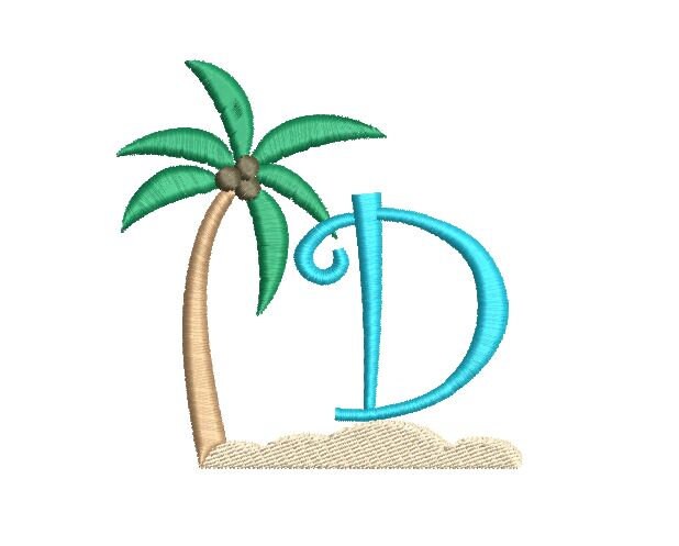 Palm Tree Palmtree Monogram Embroidery Design Set Alphabet Font Towel ...