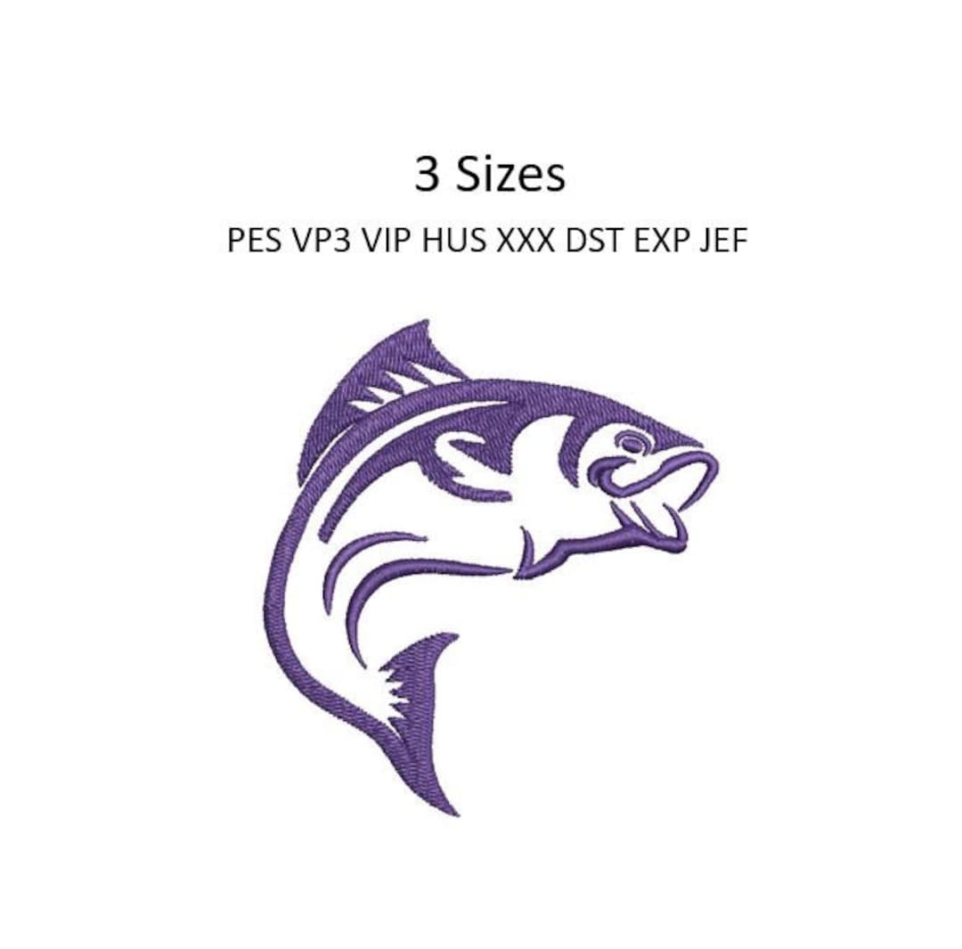 Fish Embroidery Design Fishing Hat Machine Embroidery Design 3 Sizes ...