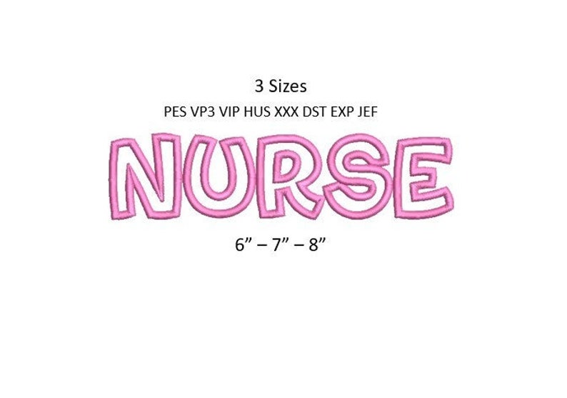 Nurse Embroidery Design Font Outline for Sweatshirt Hoodie Shirt Large ...