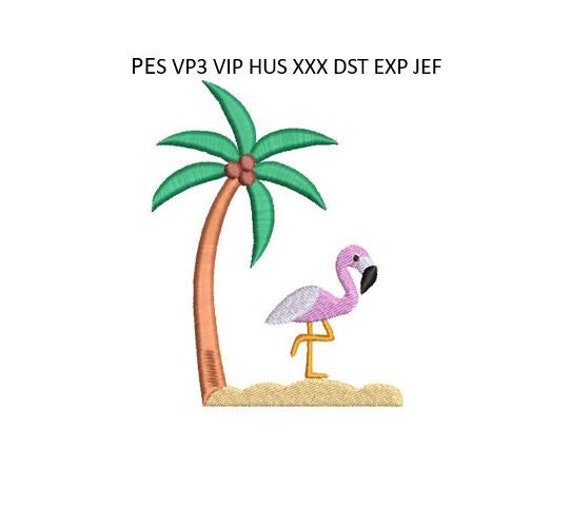 Flamingo Palm Tree Embroidery Design Face Mask Palmtree Beach | Etsy