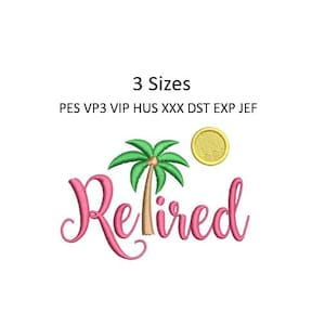 Retired Palmtree Embroidery Design Palm Tree Pillow Towel Hat Machine ...