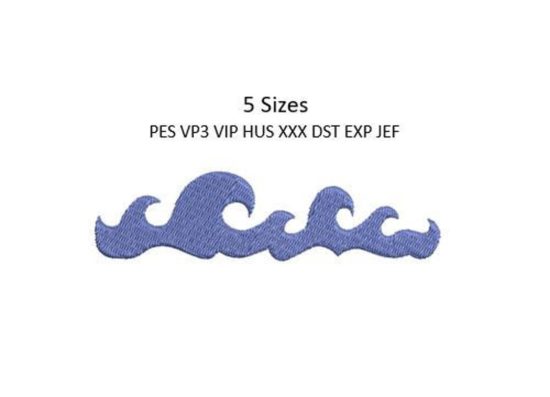 Wave Embroidery Design Ocean Water Machine Embroidery Pattern 5 Sizes ...