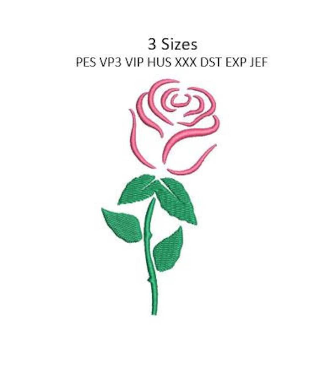 Rose Embroidery Design Flower Outline Embroidery Pattern 3 Sizes 4x4 ...