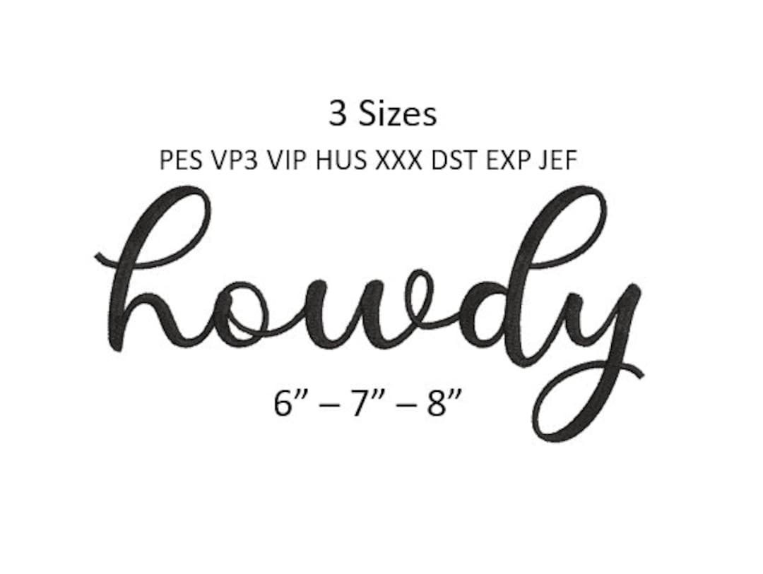 Howdy Embroidery Design Large Machine Embroidery Pattern for Hoodie ...