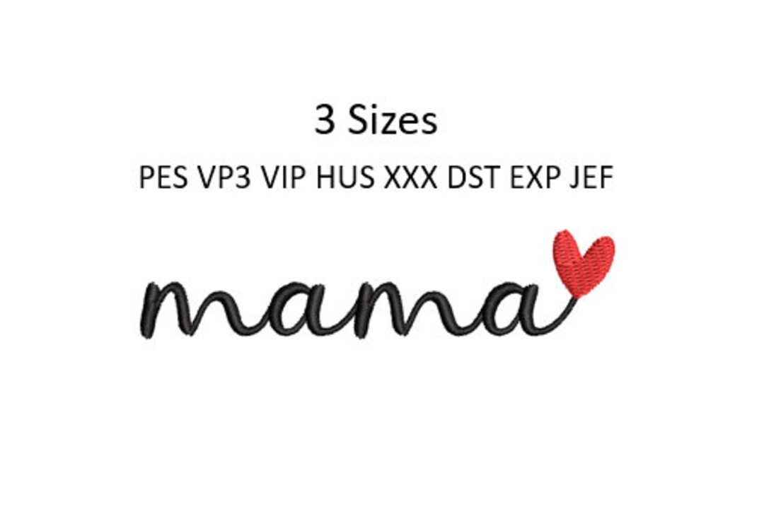 Mama Embroidery Design Heart Script Mom Mother Collar Cuff Machine ...